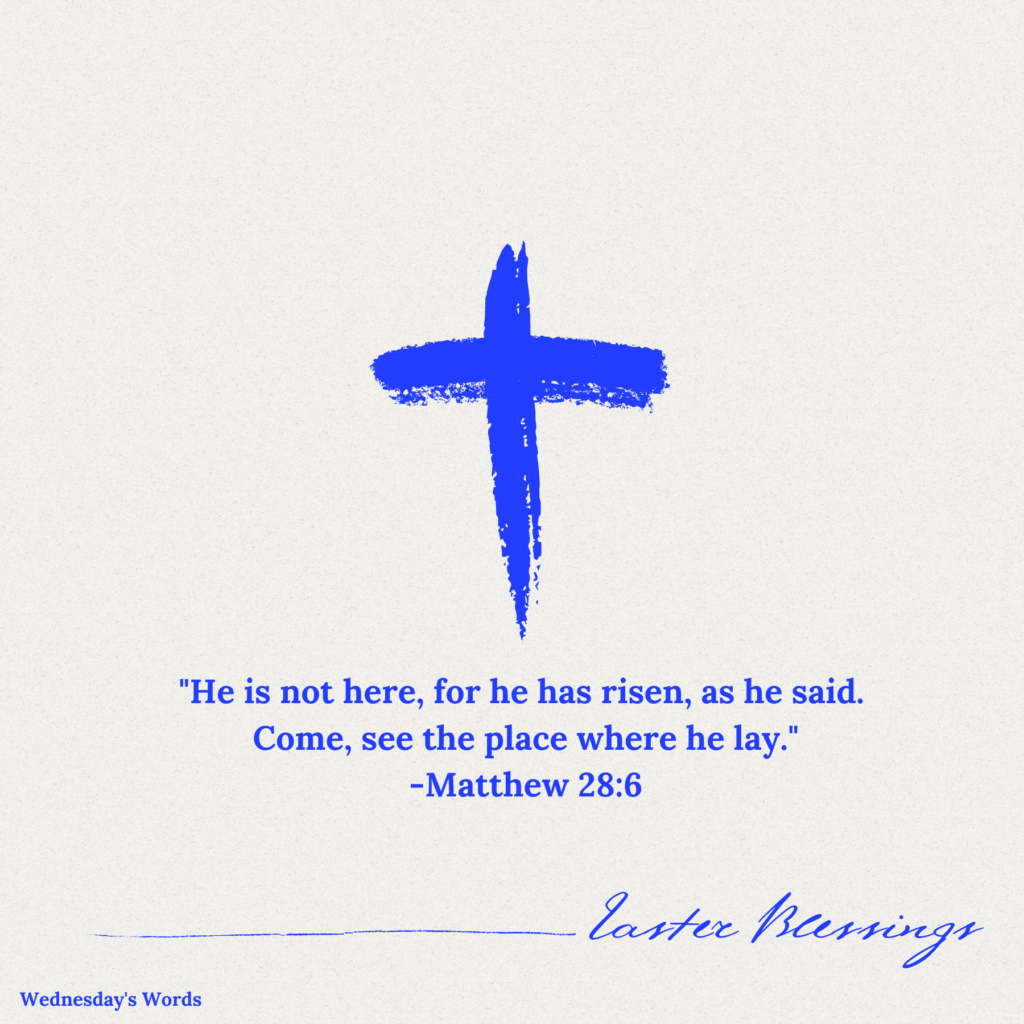 Wednesday's Words, Matthew 28:6 - Wednesday's Words!